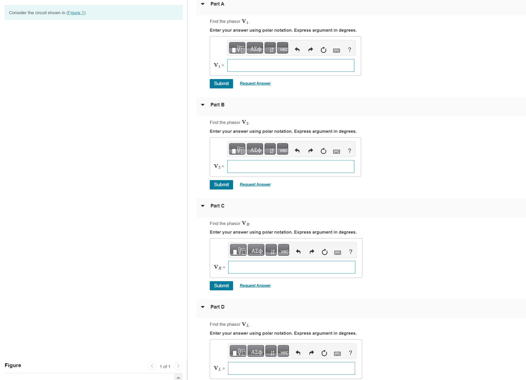 Solved Find the phasor V1. Enter your answer using polar | Chegg.com