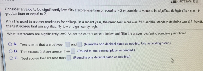 Solved Question Help Consider a value to be significantly | Chegg.com
