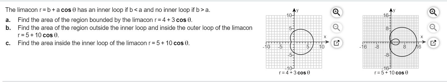 Solved 0 The limacon r=b+ a cos 0 has an inner loop if b