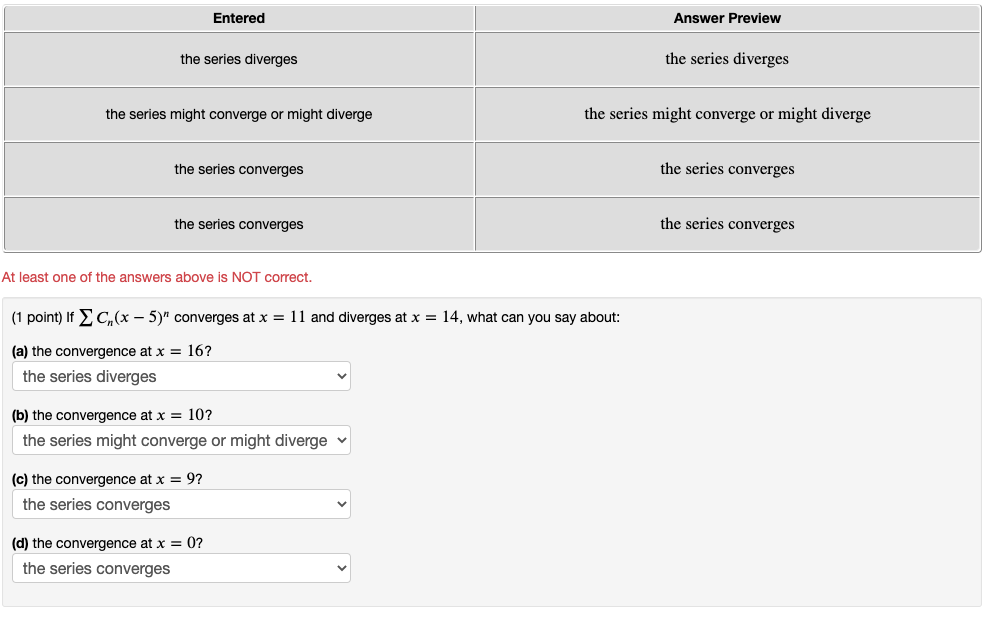 Solved At least one of the answers above is NOT correct. (1 | Chegg.com