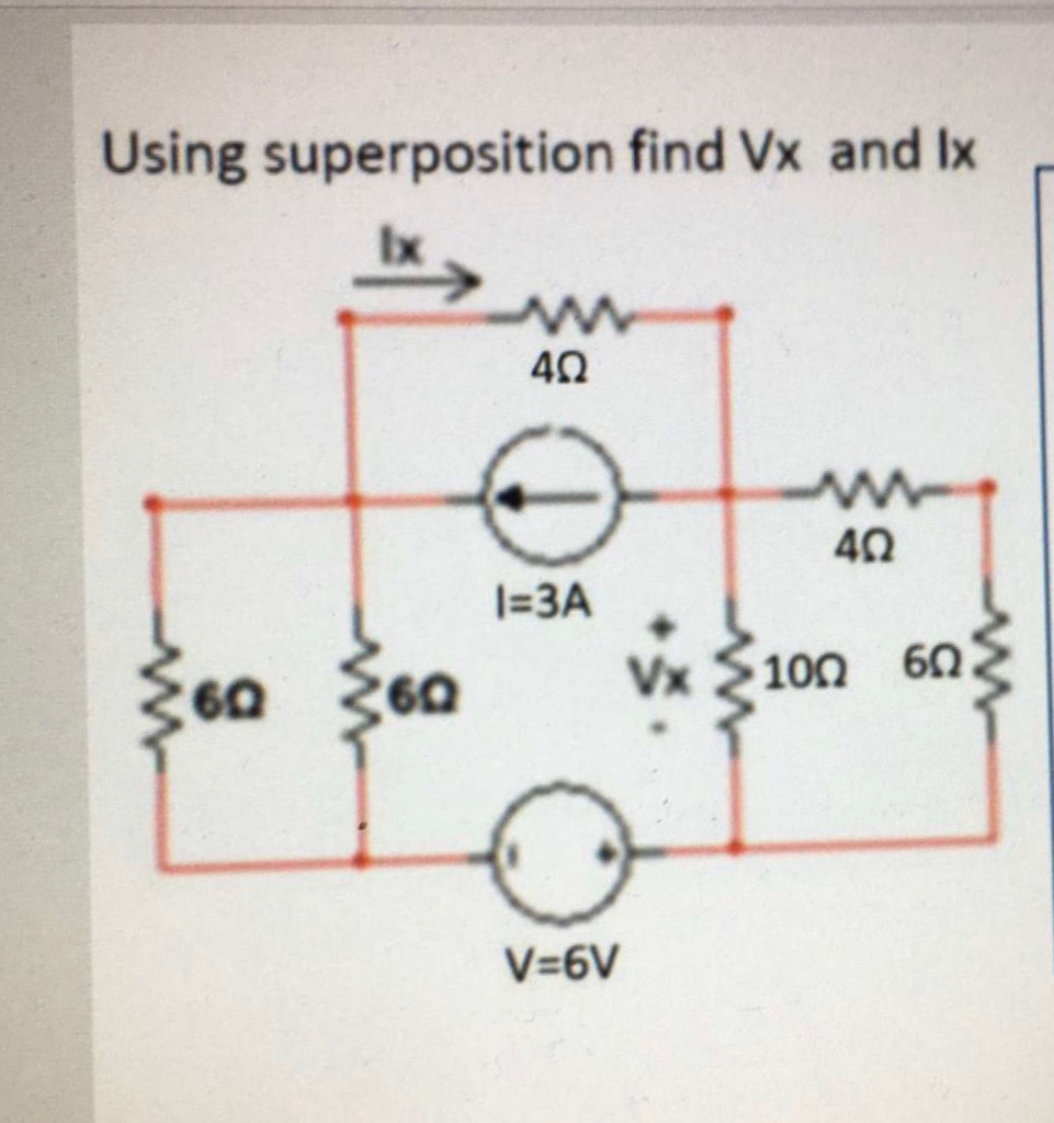 Solved Using superposition find Vx and Ix 402 I=3A Loo Loo b | Chegg.com