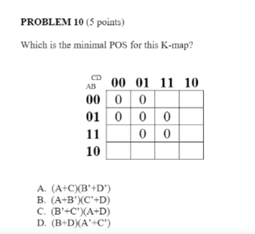 Solved PROBLEM 10 (5 points) Which is the minimal POS for | Chegg.com