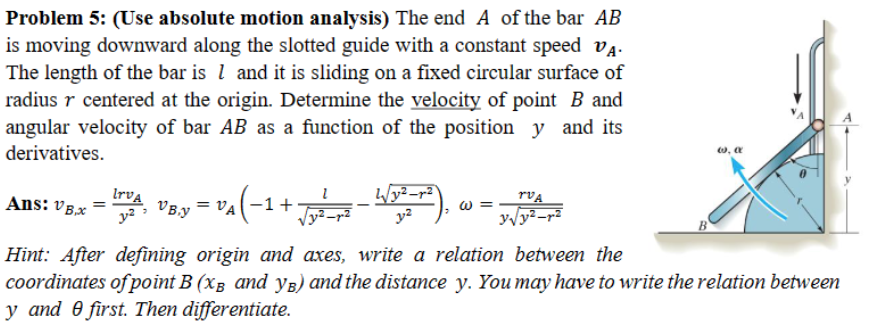 Solved Problem 5: (Use absolute motion analysis) The end A | Chegg.com Solved Problem 5: (Use absolute motion analysis) The end A | Chegg.com