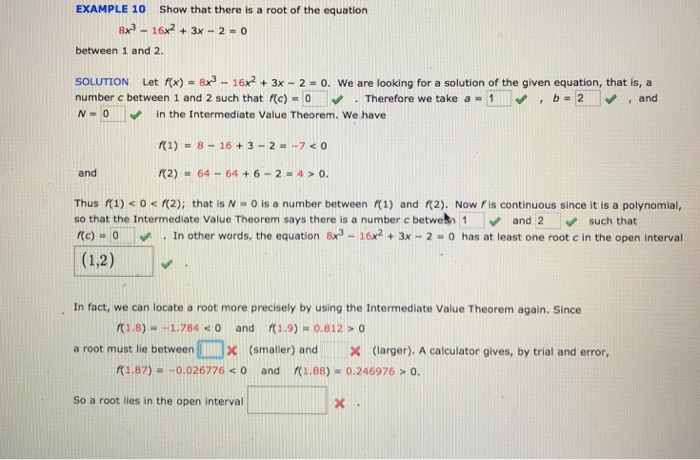 Solved EXAMPLE 10 Show that there is a root of the equation | Chegg.com