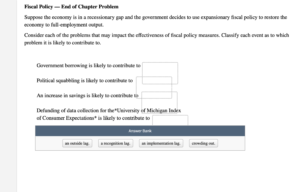 Solved Fiscal Policy - End of Chapter Problem Suppose the | Chegg.com
