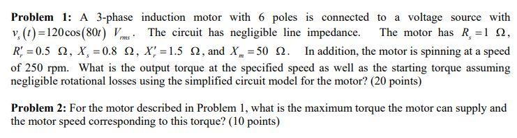 Solved For question 1: Find output torque and starting | Chegg.com