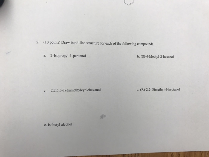 Solved 2. (10 points) Draw bond-line structure for each of | Chegg.com