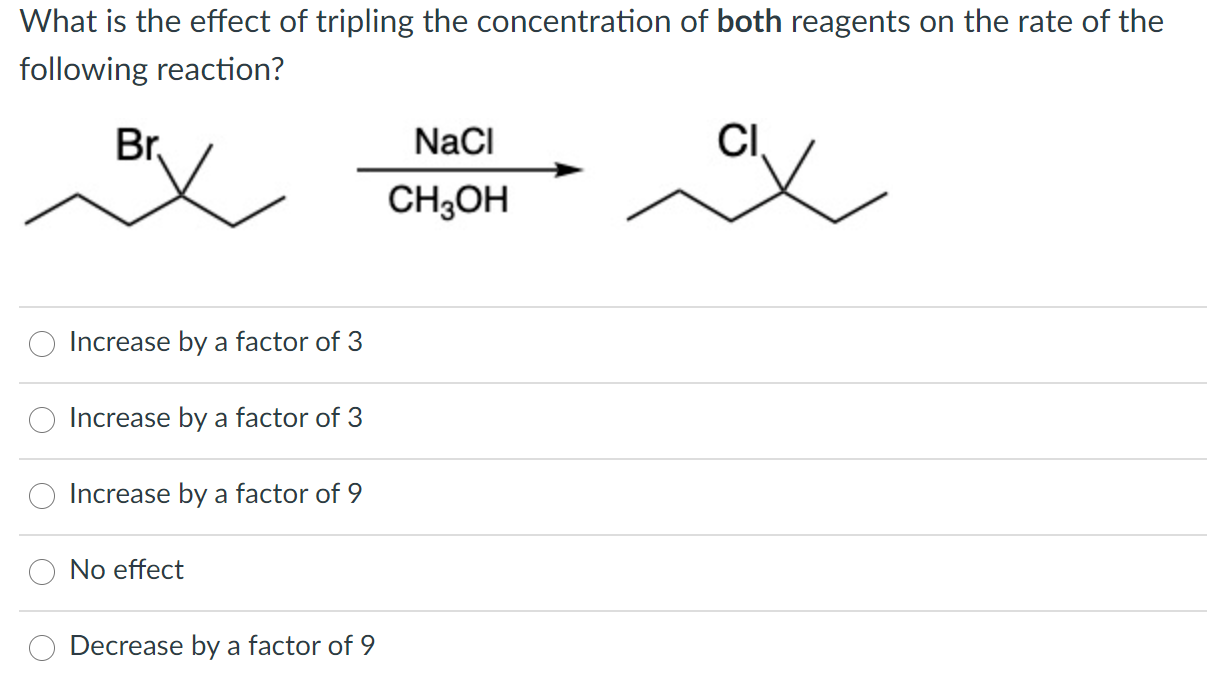 Solved What is the effect of tripling the concentration of | Chegg.com