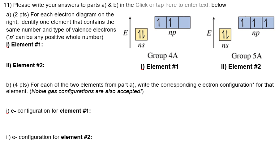 Solved a) (2 pts) For each electron diagram on the right, | Chegg.com