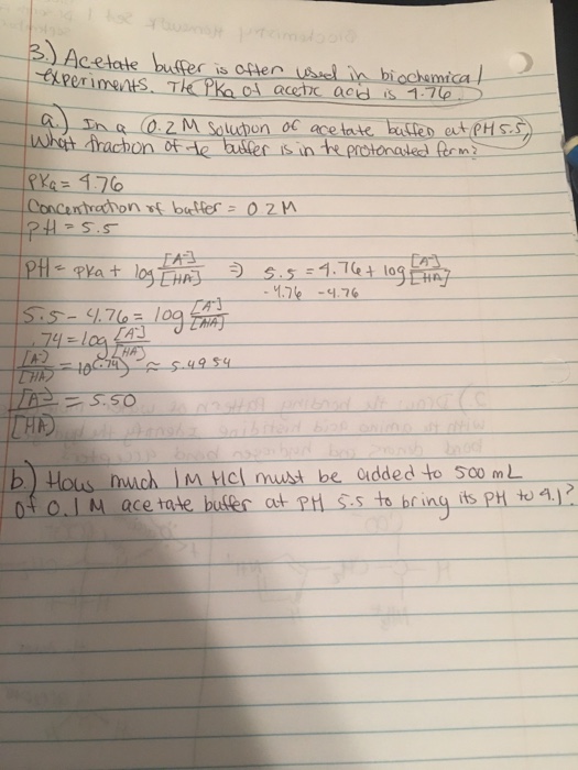 Solved Acetate buffer is offer used in biochemical | Chegg.com