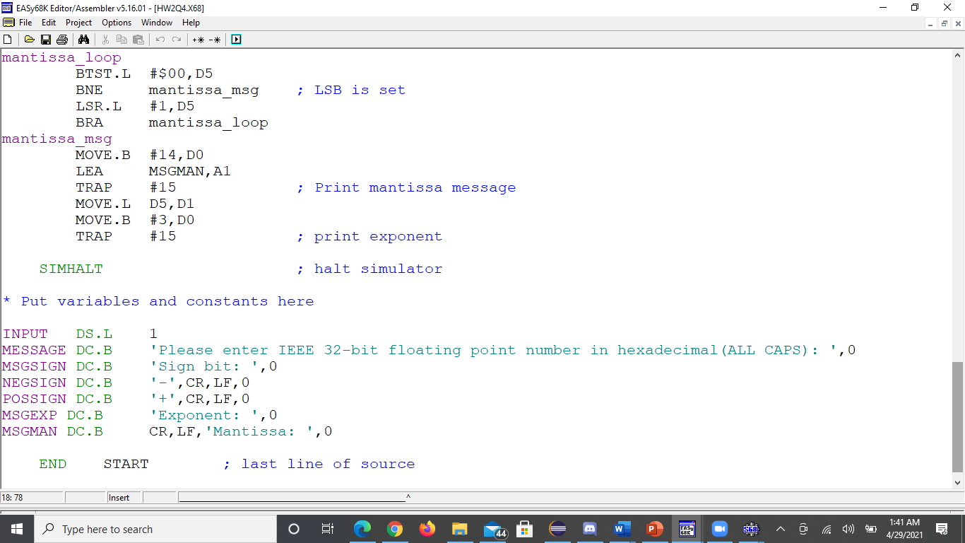 Solved I Have The Code For This Question In Hexadecimal I 5417