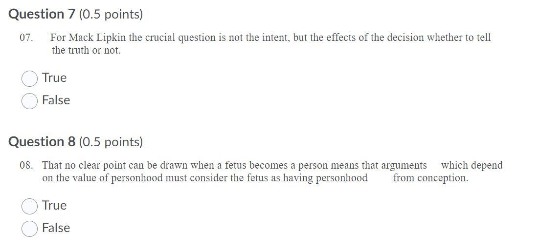 Solved Question 7 (0.5 points) 07. For Mack Lipkin the | Chegg.com