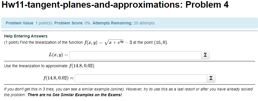 Solved Hw11-tangent-planes-and-approximations: Problem 4 | Chegg.com