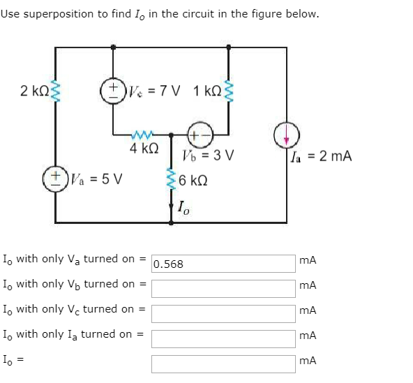 Solved Use superposition to find Io in the circuit in the | Chegg.com