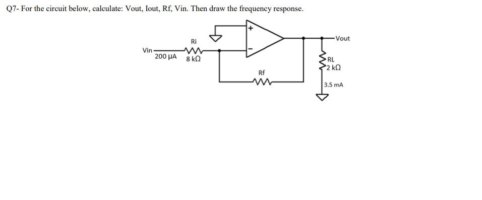 Solved Q7- For the circuit below, calculate: Vout, lout, Rf, | Chegg.com