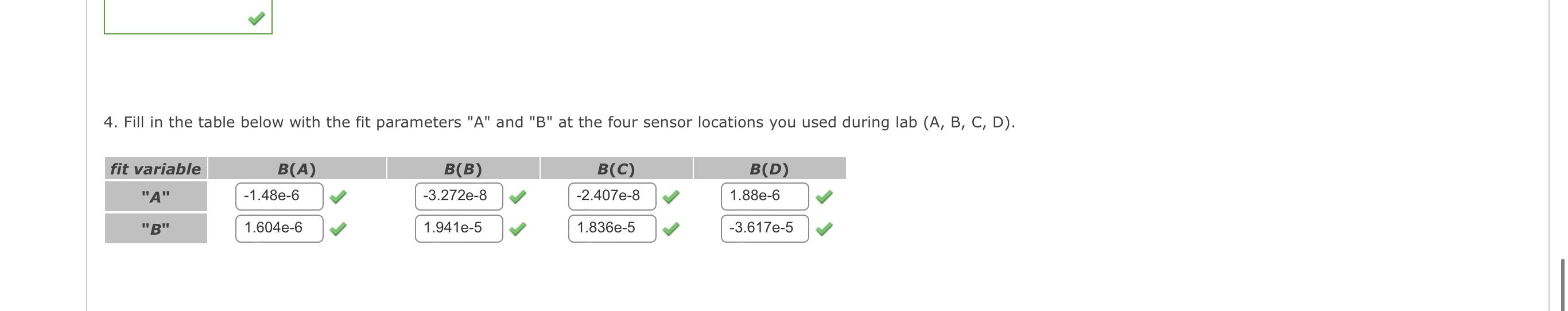 Solved 4. Fill in the table below with the fit parameters | Chegg.com
