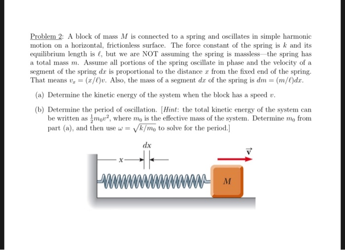 Solved Problem 2: A block of mass M is connected to a spring | Chegg.com