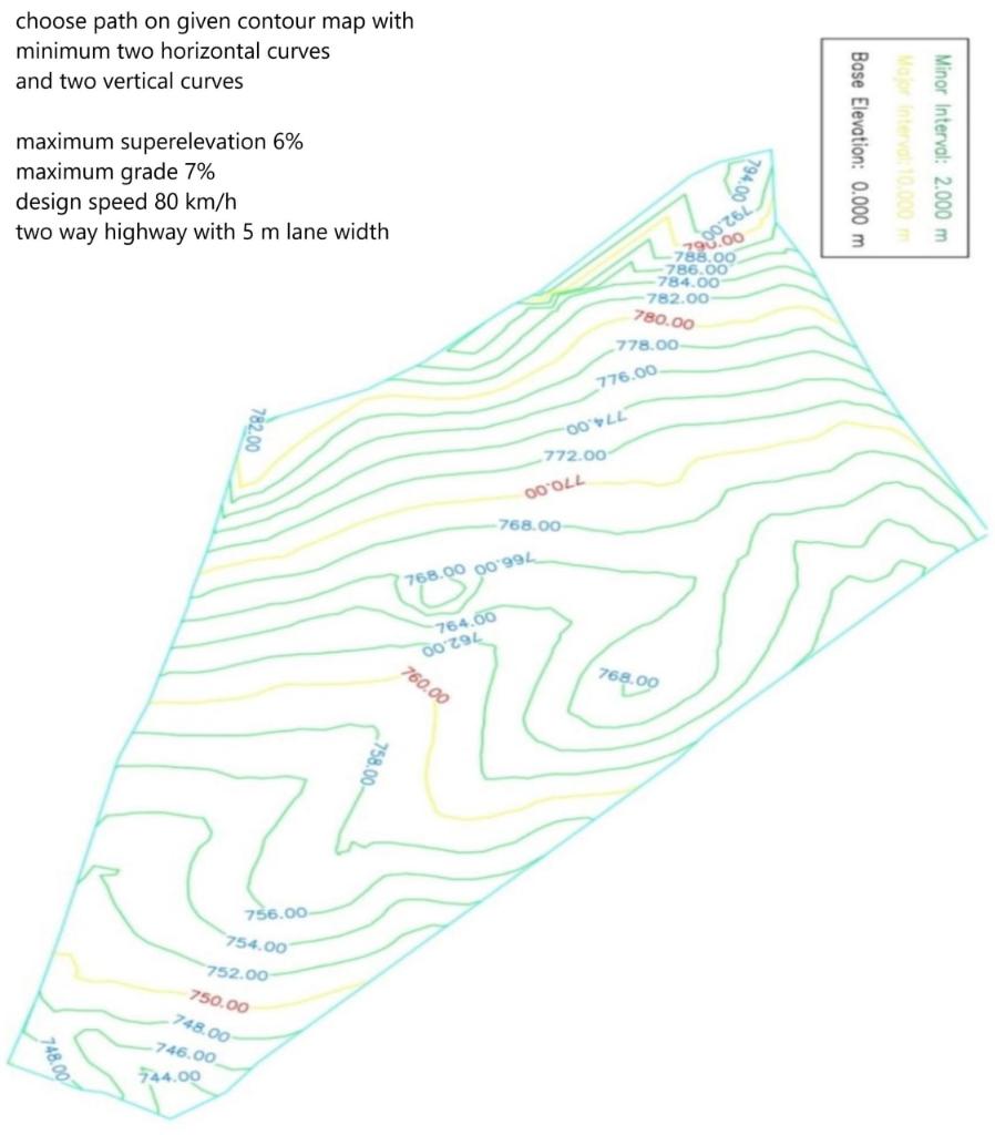 Solved choose path on given contour map with minimum two | Chegg.com