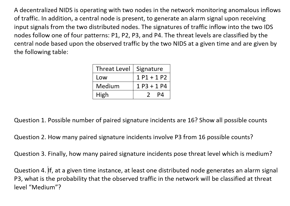 Solved A decentralized NIDS is operating with two nodes in | Chegg.com