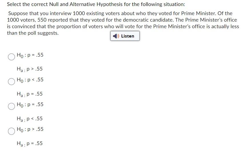Solved Select the correct Null and Alternative Hypothesis | Chegg.com