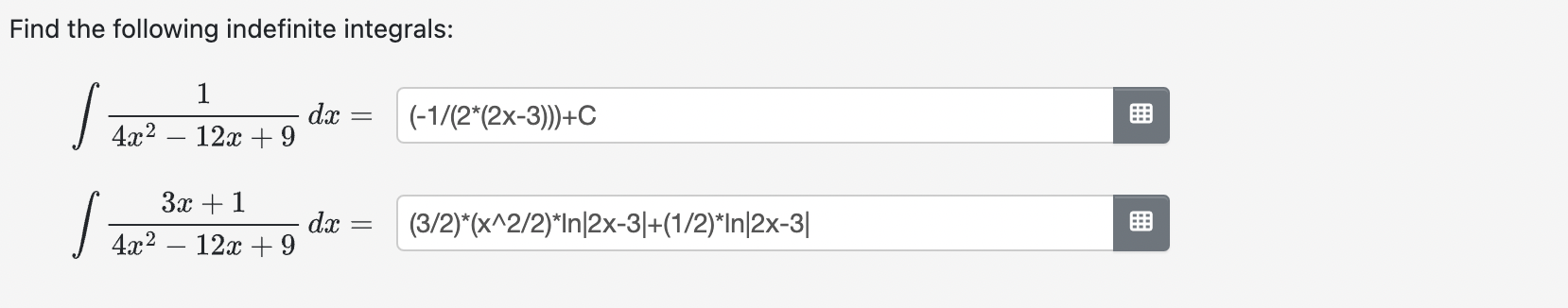 Solved Find the following indefinite integrals: | Chegg.com