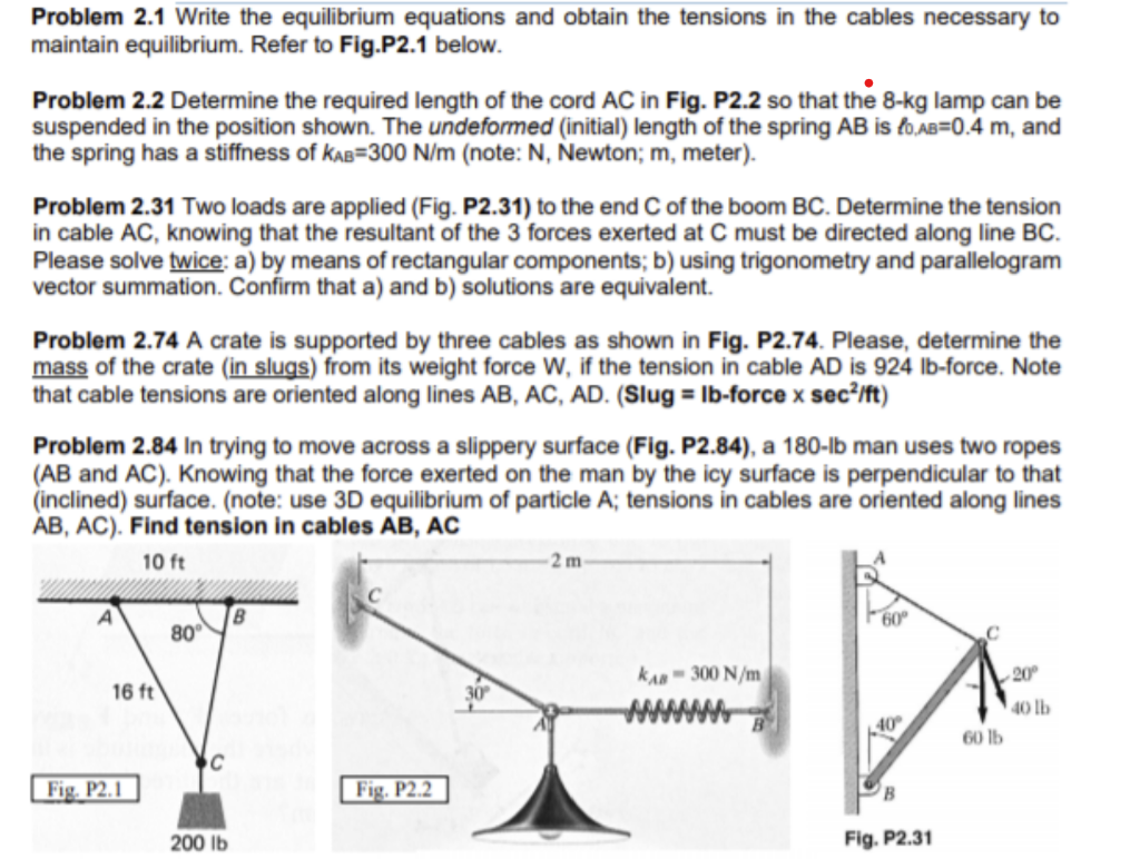 Solved Problem 2 1 Write The Equilibrium Equations And