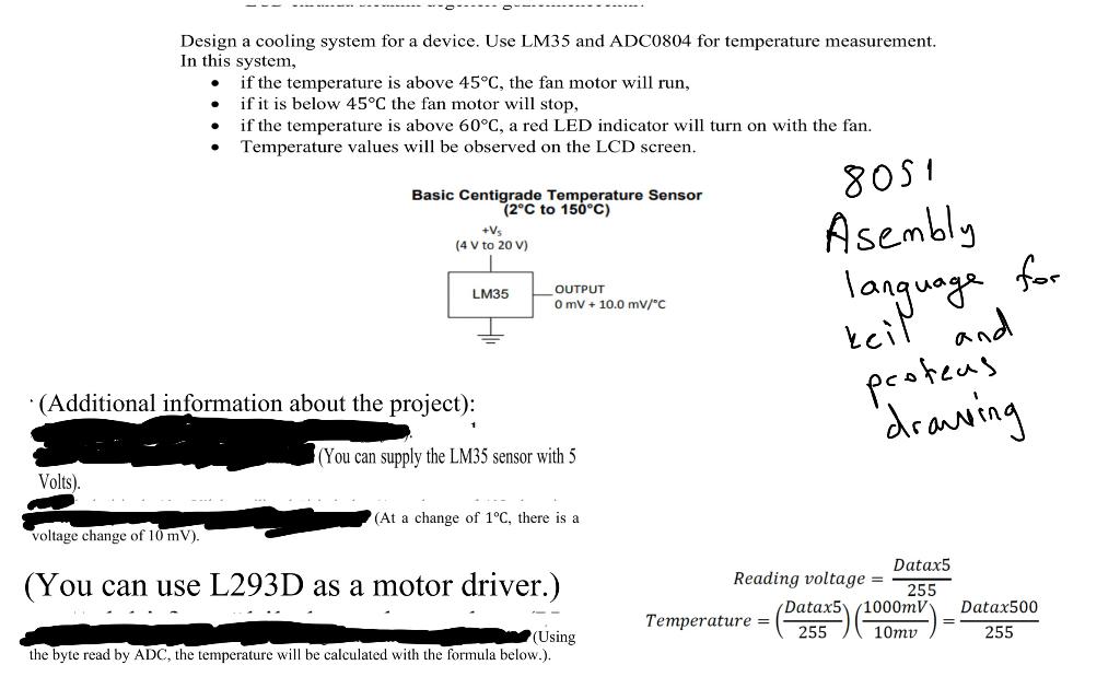Design a cooling system for a device. Use LM35 and | Chegg.com