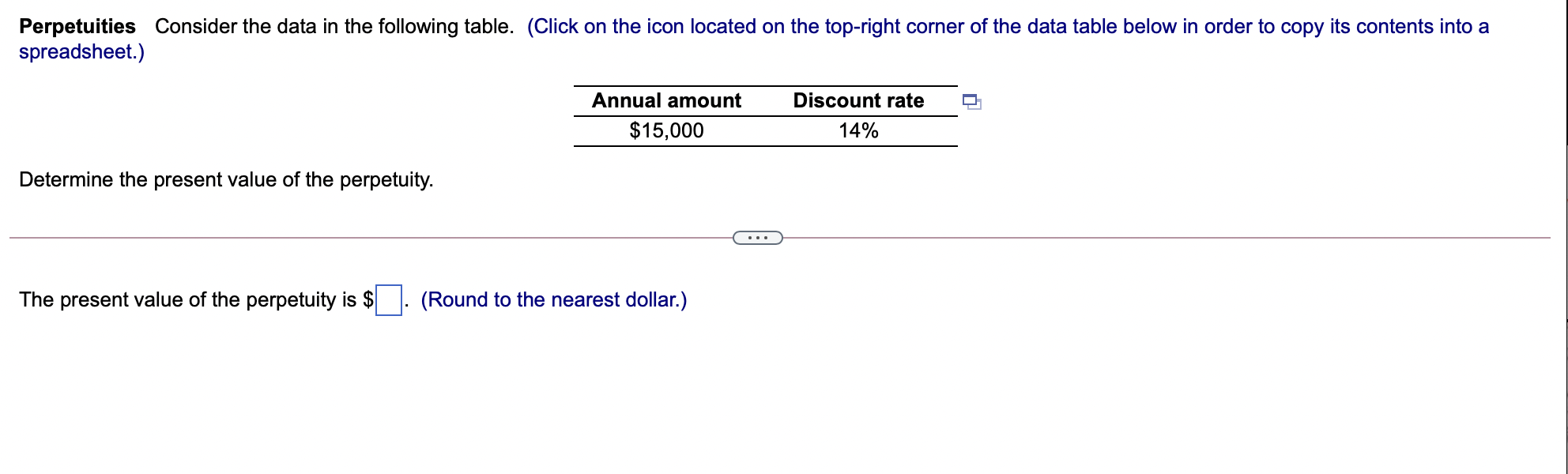 Solved Perpetuities Consider the data in the following | Chegg.com