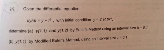 Solved Given the differential equation dy/dt = y + t^2, | Chegg.com