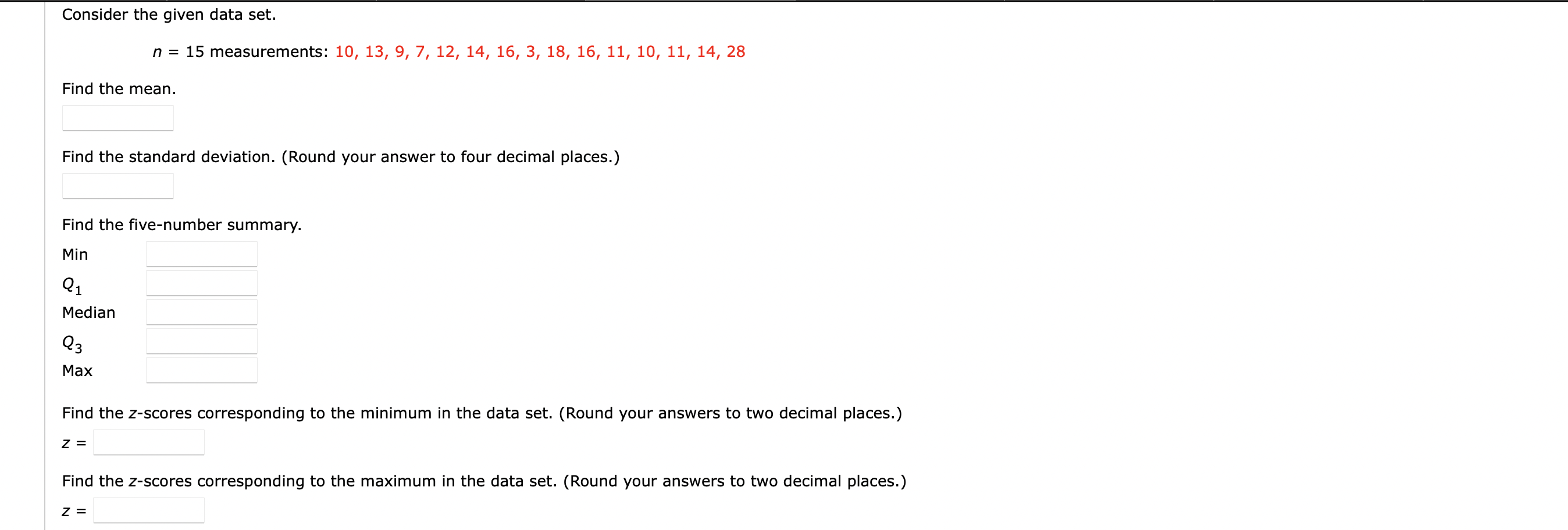 Solved Consider the given data set. n=15 measurements: | Chegg.com