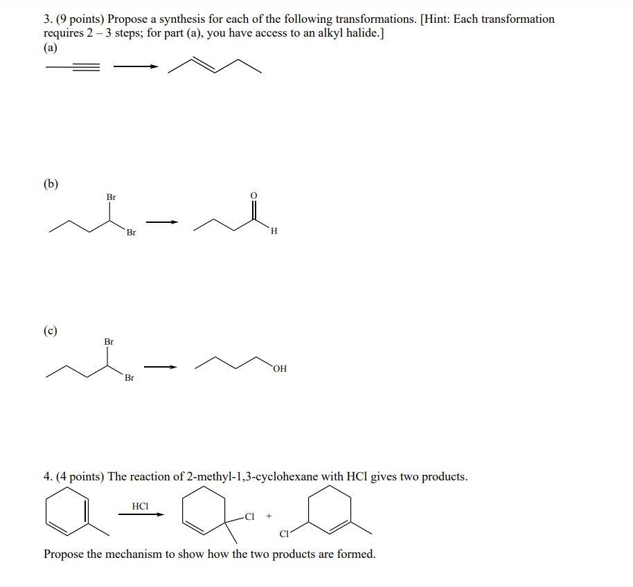Solved 3. (9 points) Propose a synthesis for each of the | Chegg.com