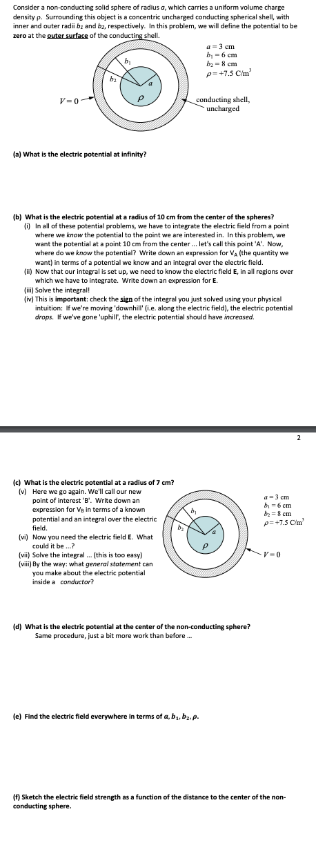 Solved Consider a non-conducting solid sphere of radius a, | Chegg.com