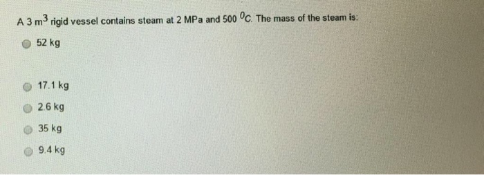 Solved A 3 m3 rigid vessel contains steam at 2 MPa and 500 | Chegg.com