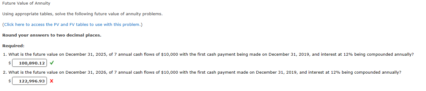 Solved Future Value of Annuity Using appropriate tables, | Chegg.com