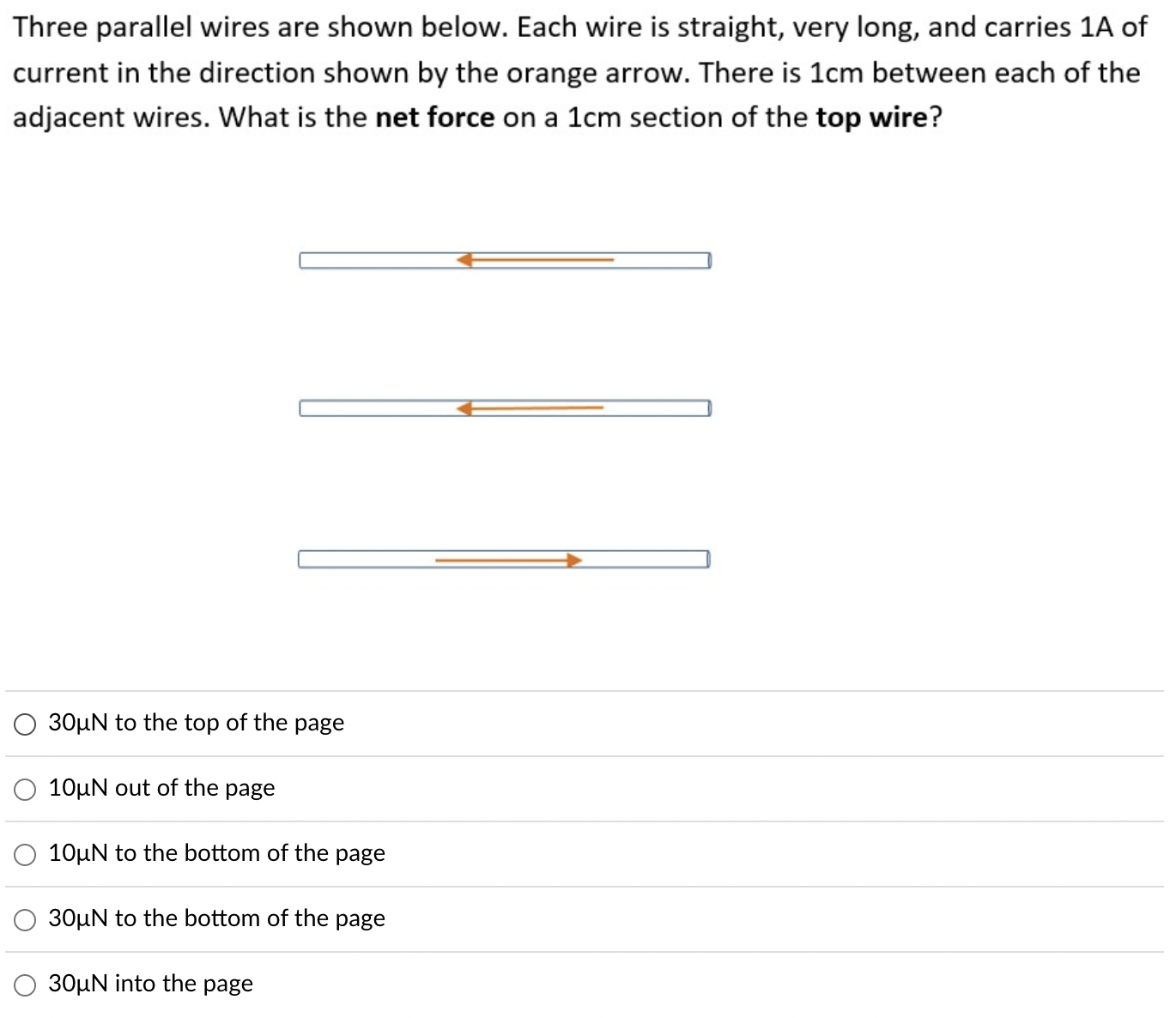 Solved Three parallel wires are shown below. Each wire is | Chegg.com