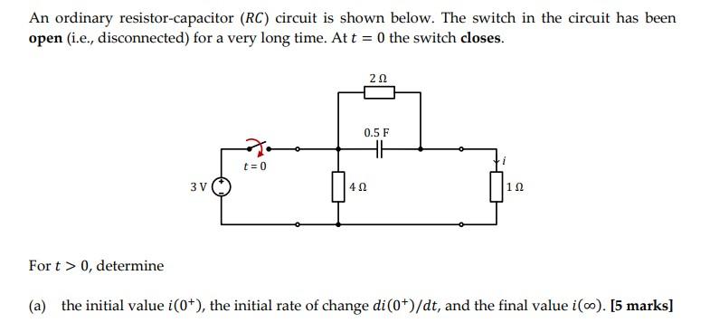 Solved An ordinary resistor-capacitor (RC) circuit is shown | Chegg.com