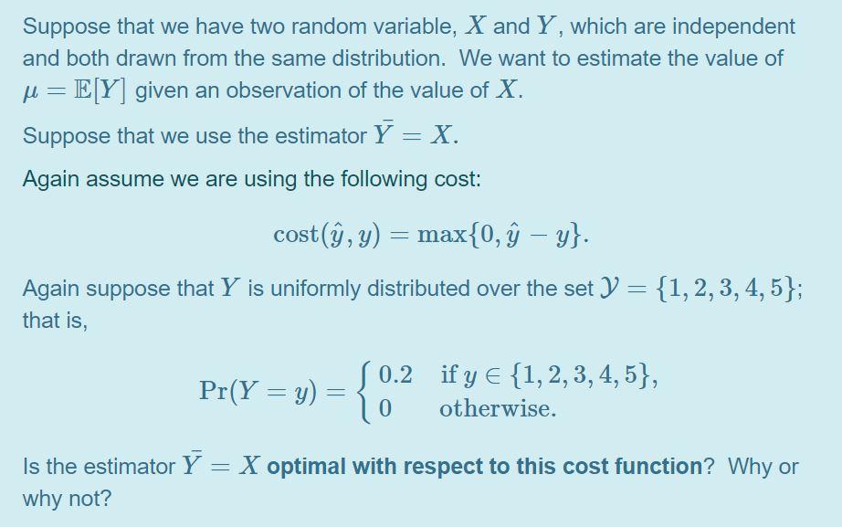 Solved Suppose that we have two random variable, X and Y , | Chegg.com