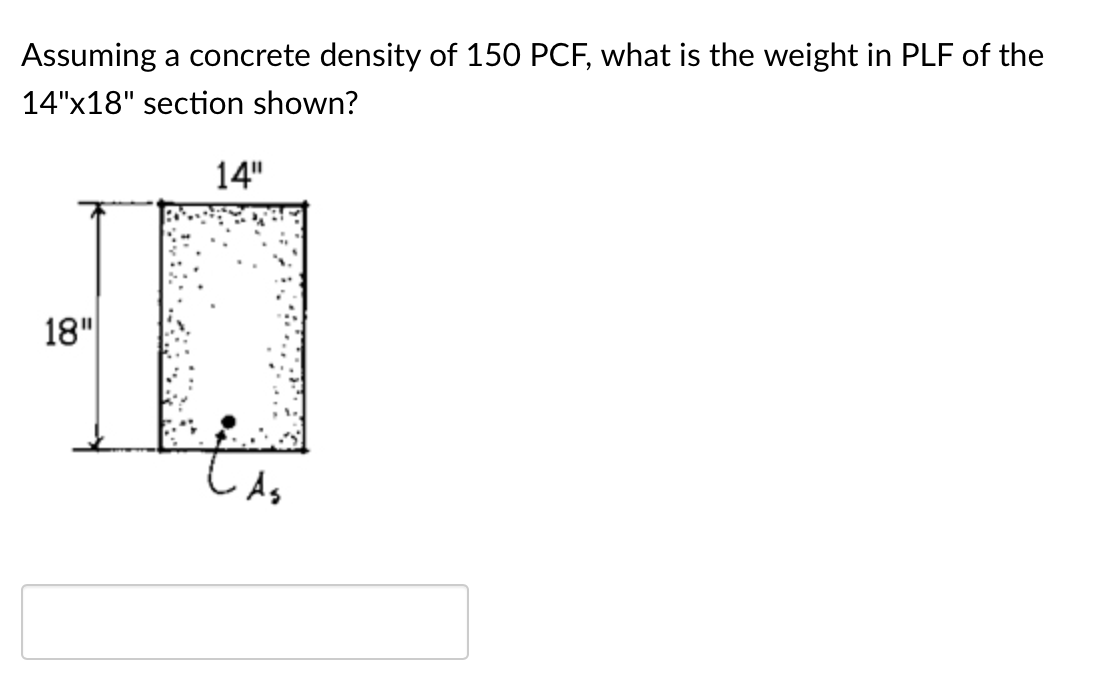 Solved Assuming a concrete density of 150 PCF, what is the | Chegg.com