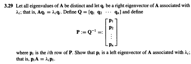 Solved 3.29 Let all eigenvalues of A be distinct and let q, | Chegg.com