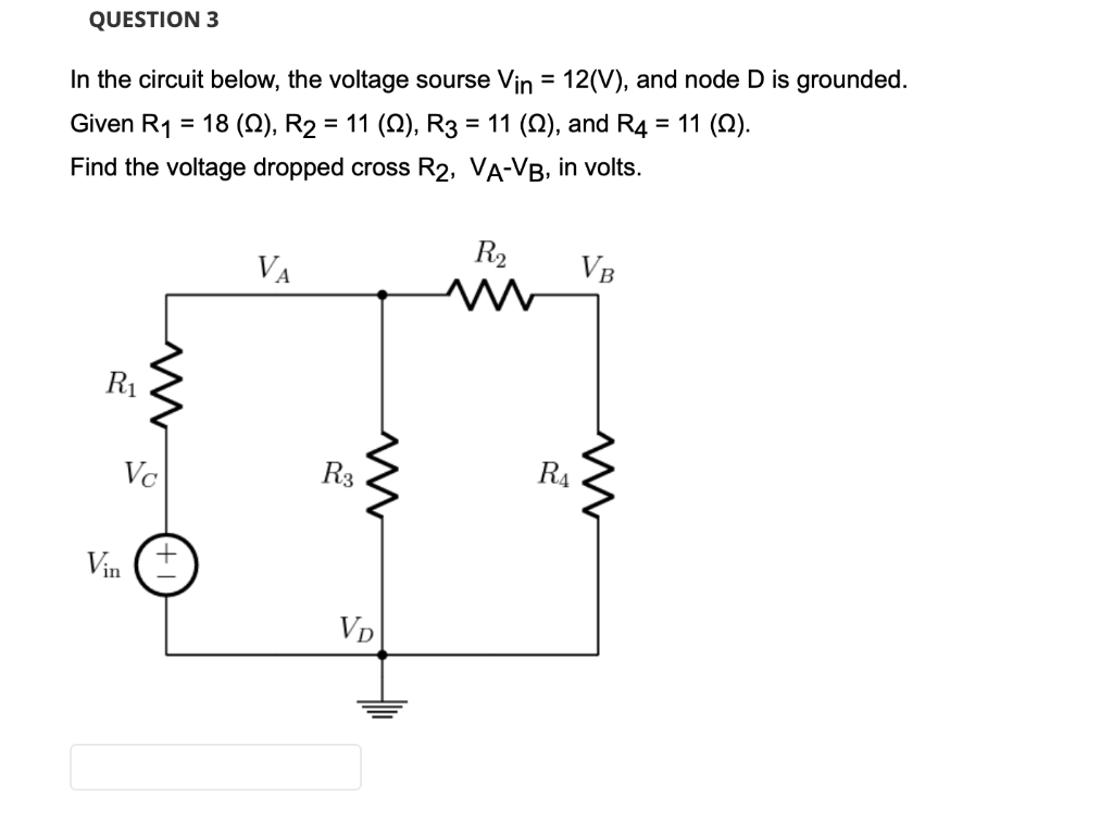 Solved FIND THE VOLTAGE DROP CROSS R2, Va - Vb, in volts | Chegg.com