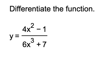 Solved Differentiate the function.y=4x2-16x3+7 | Chegg.com