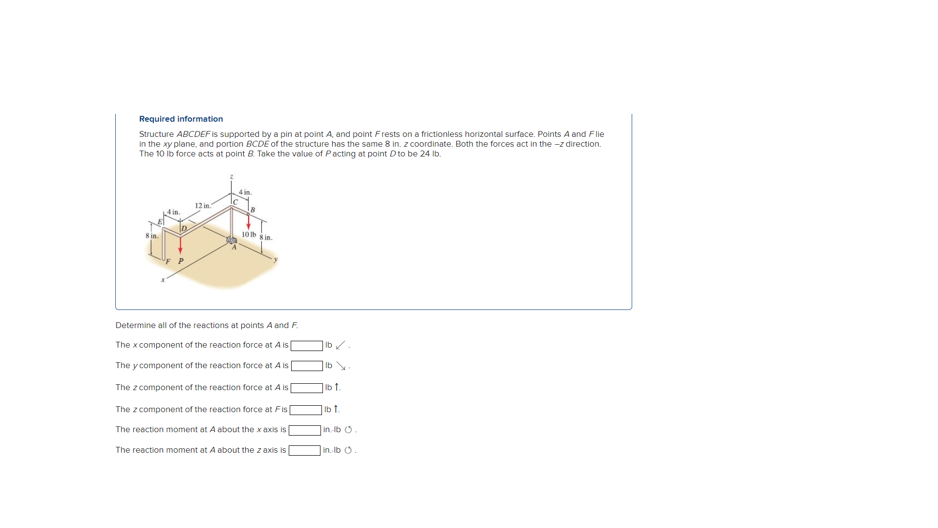 Solved Required information Structure ABCDEF is supported by | Chegg.com