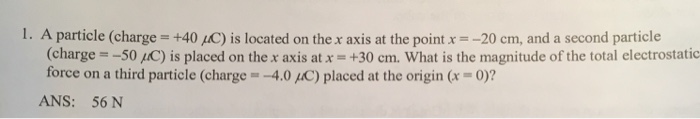 Solved A particle (charge = +40 mu C) is located on the x | Chegg.com