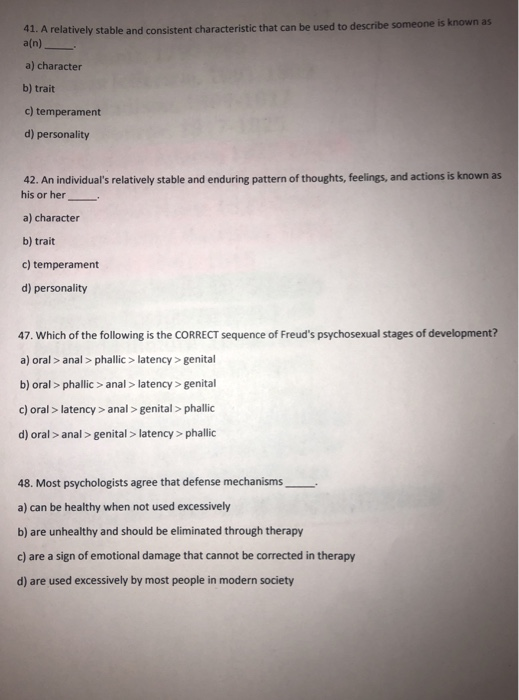 Solved known as 41. A relatively stable and consistent | Chegg.com