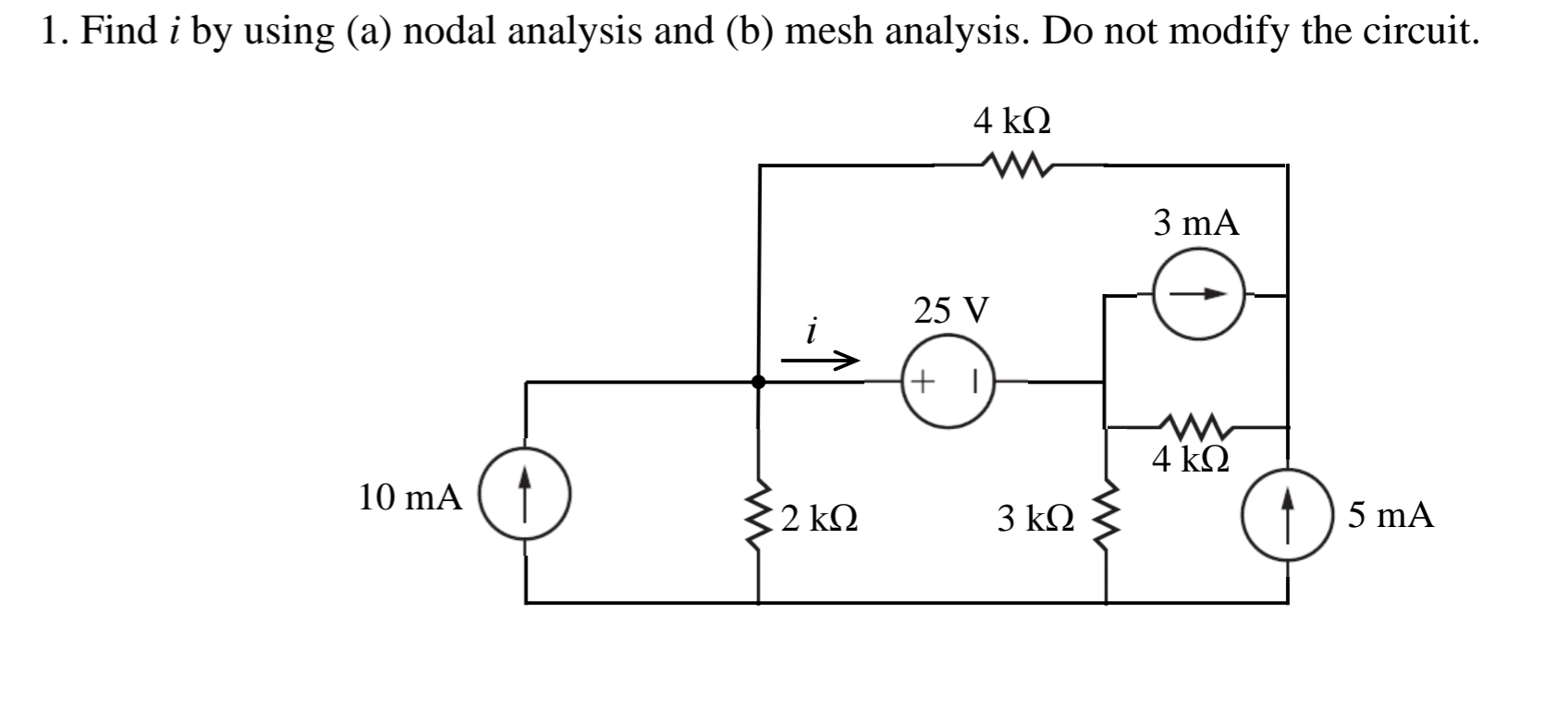 Solved 1. ﻿Find \( ﻿i \) ﻿by using (a) ﻿nodal analysis and | Chegg.com