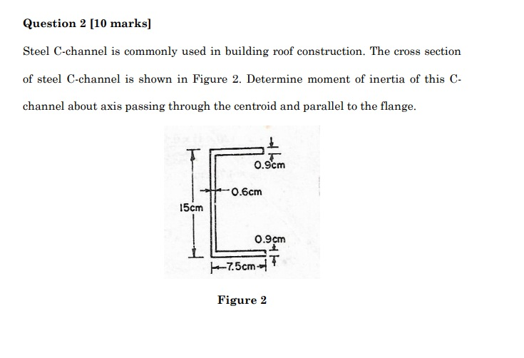 Solved Question 2 [10 marks] Steel C-channel is commonly | Chegg.com