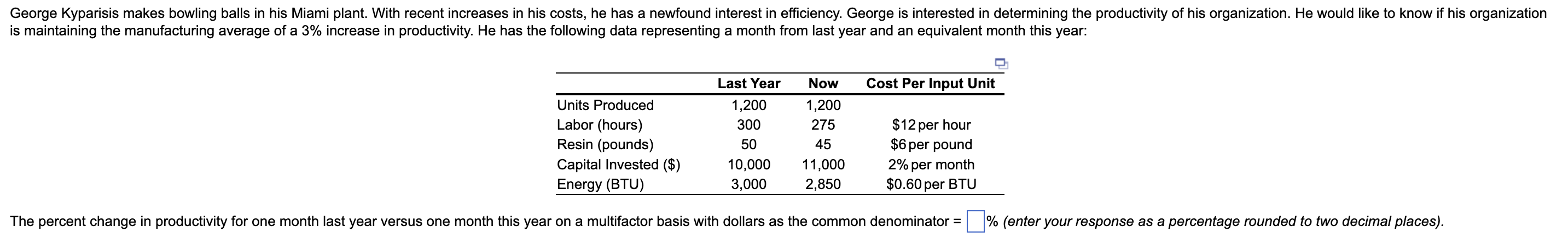 Solved is maintaining the manufacturing average of a 3% | Chegg.com