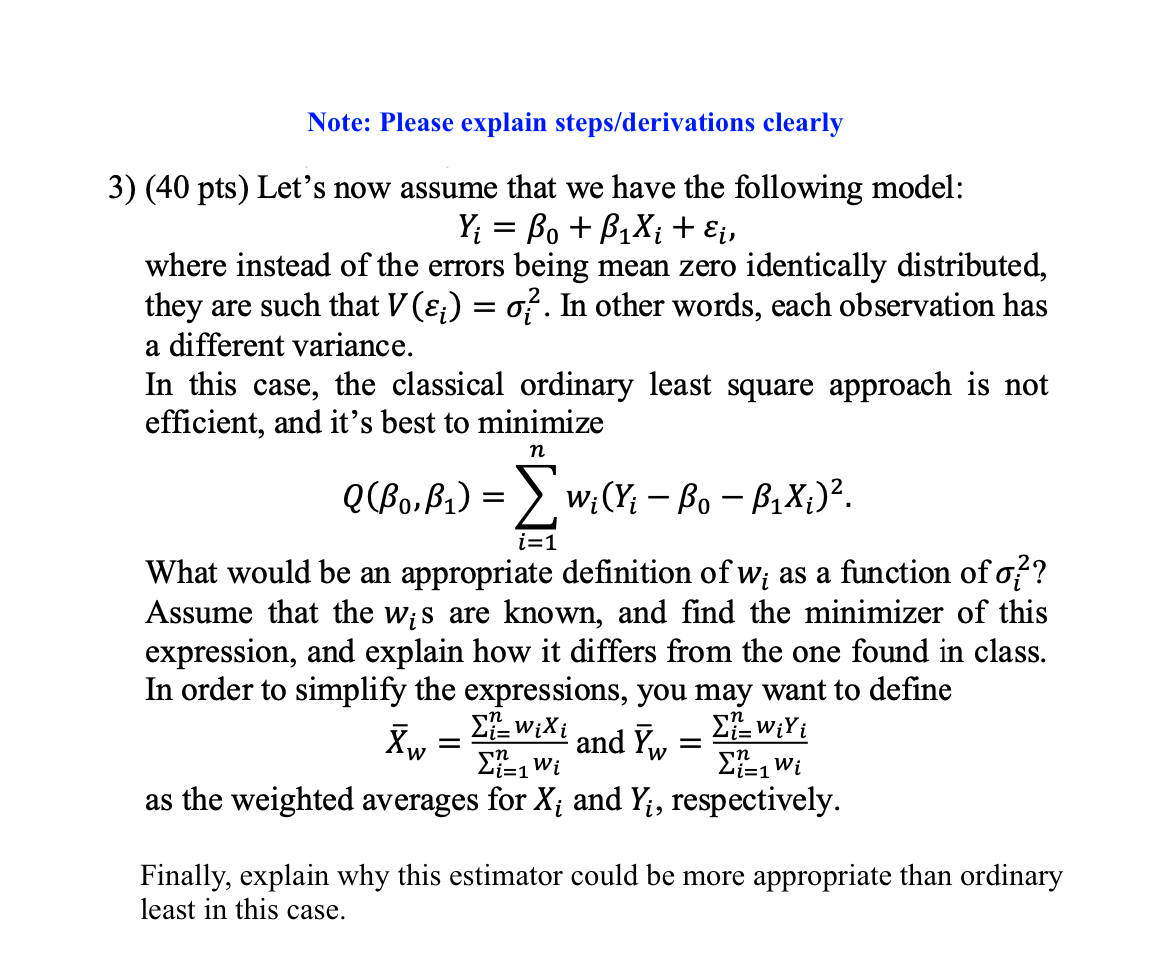 Solved Note: Please explain steps/derivations clearly (40 | Chegg.com