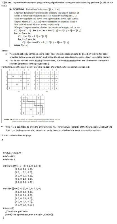 71625 pts) implement the dynamic programming | Chegg.com