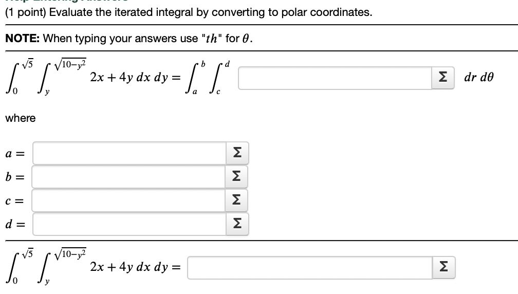 Solved (1 point) Evaluate the iterated integral by | Chegg.com